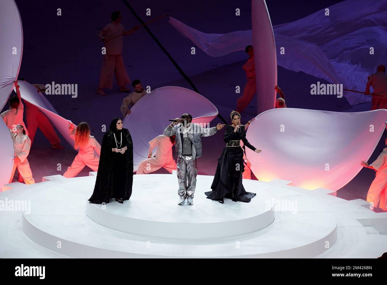 Performers during the closing ceremony prior to the FIFA World Cup ...