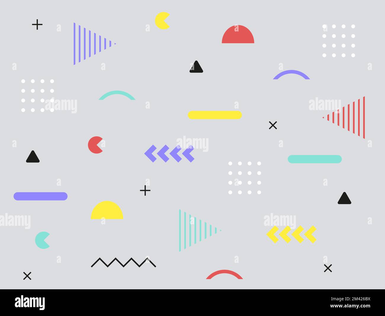 Set of memphis design elements isolated on a gray background. Pattern from geometric shapes in ...