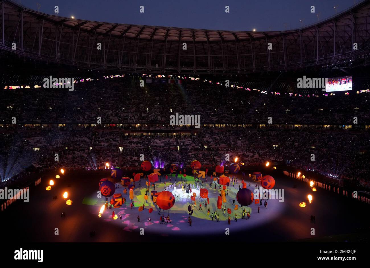 Performers during the closing ceremony prior to the FIFA World Cup ...