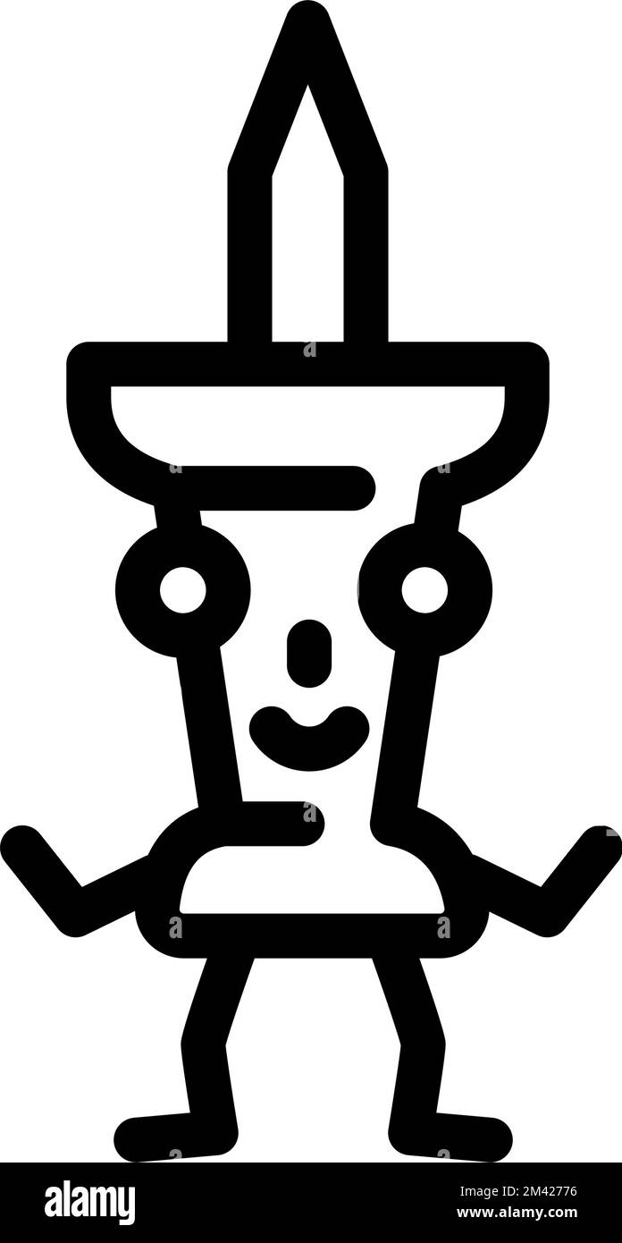 push pin school character line icon vector illustration Stock Vector ...