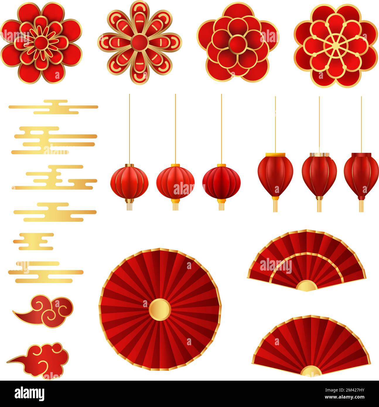 Happy Chinese Lunar New Year 2023 set. Rabbit year set decor elements ...