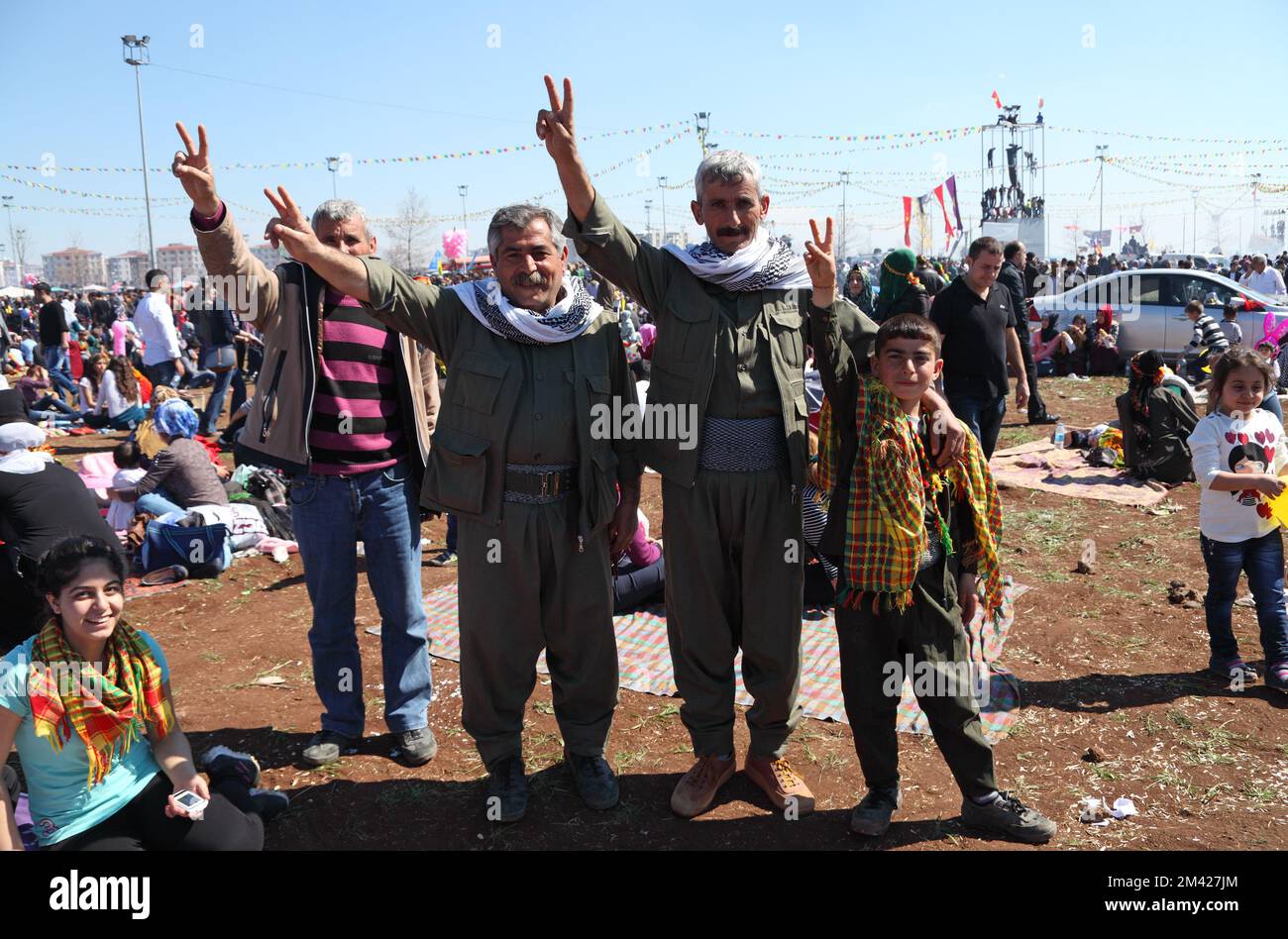 Kurdish people at the Newroz, tradtional New Year festival of the spring which originated in ...