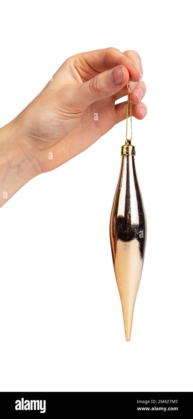 Hand holding Christmas bauble, ornament for Xmas tree. New Year ...