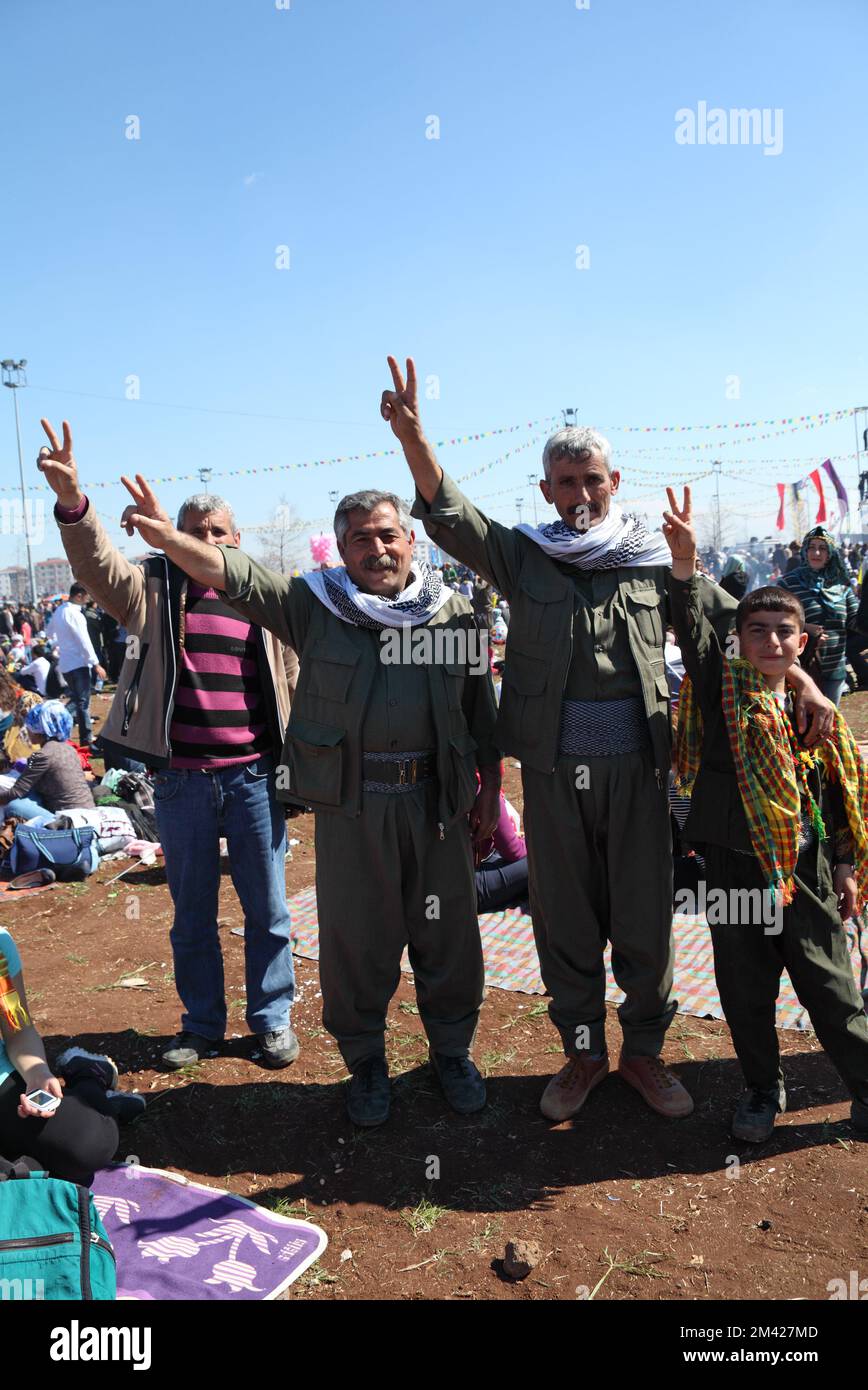 Kurdish people at the Newroz, tradtional New Year festival of the spring which originated in ...