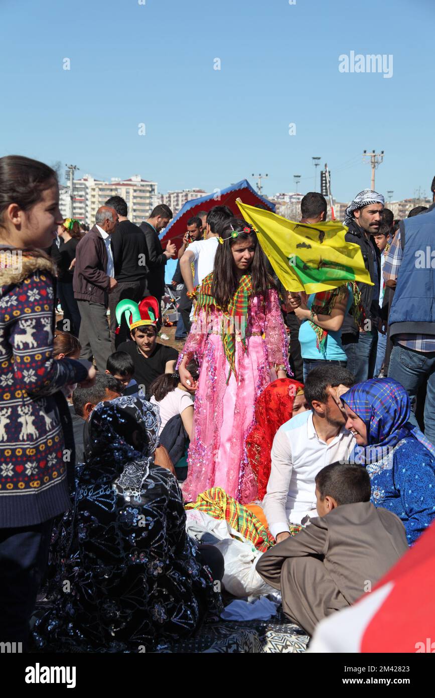 Kurdish people at the Newroz, tradtional New Year festival of the ...