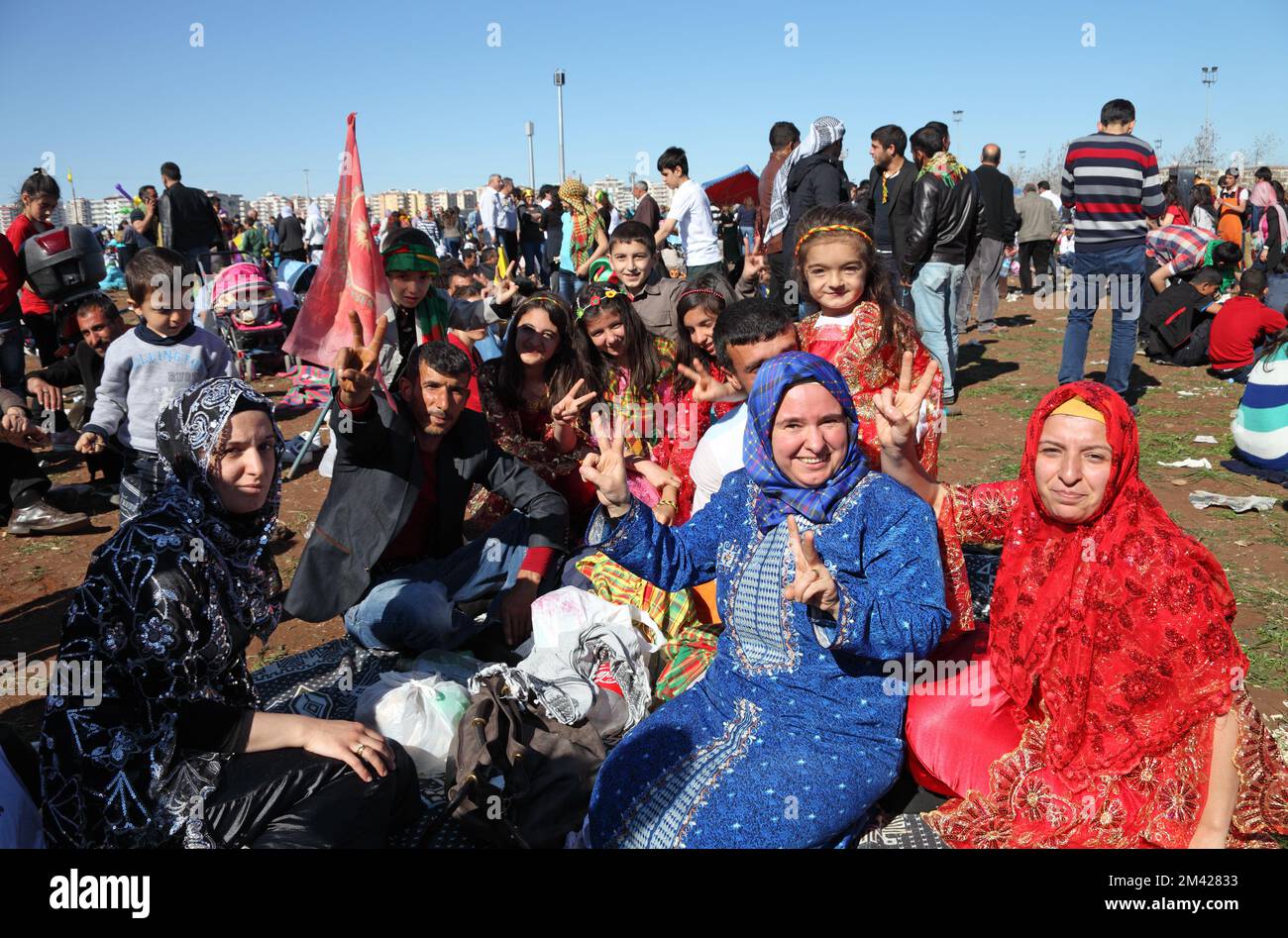 Kurdish people at the Newroz, tradtional New Year festival of the spring which originated in ...