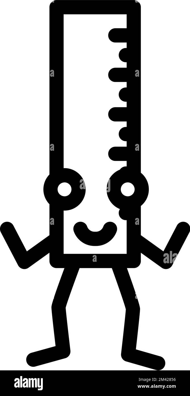 ruler school character line icon vector illustration Stock Vector Image ...