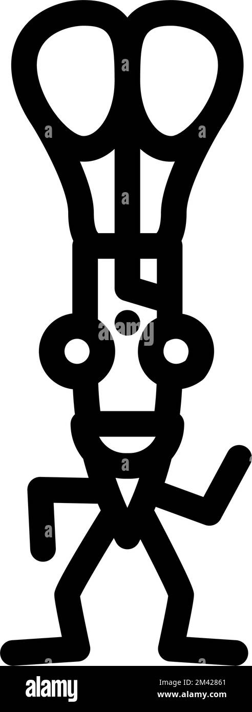 scissors school character line icon vector illustration Stock Vector ...