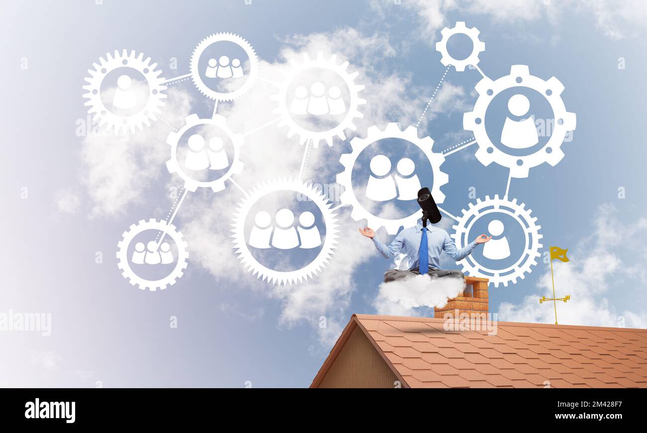 Concept of security and privacy protection with camera headed man ...