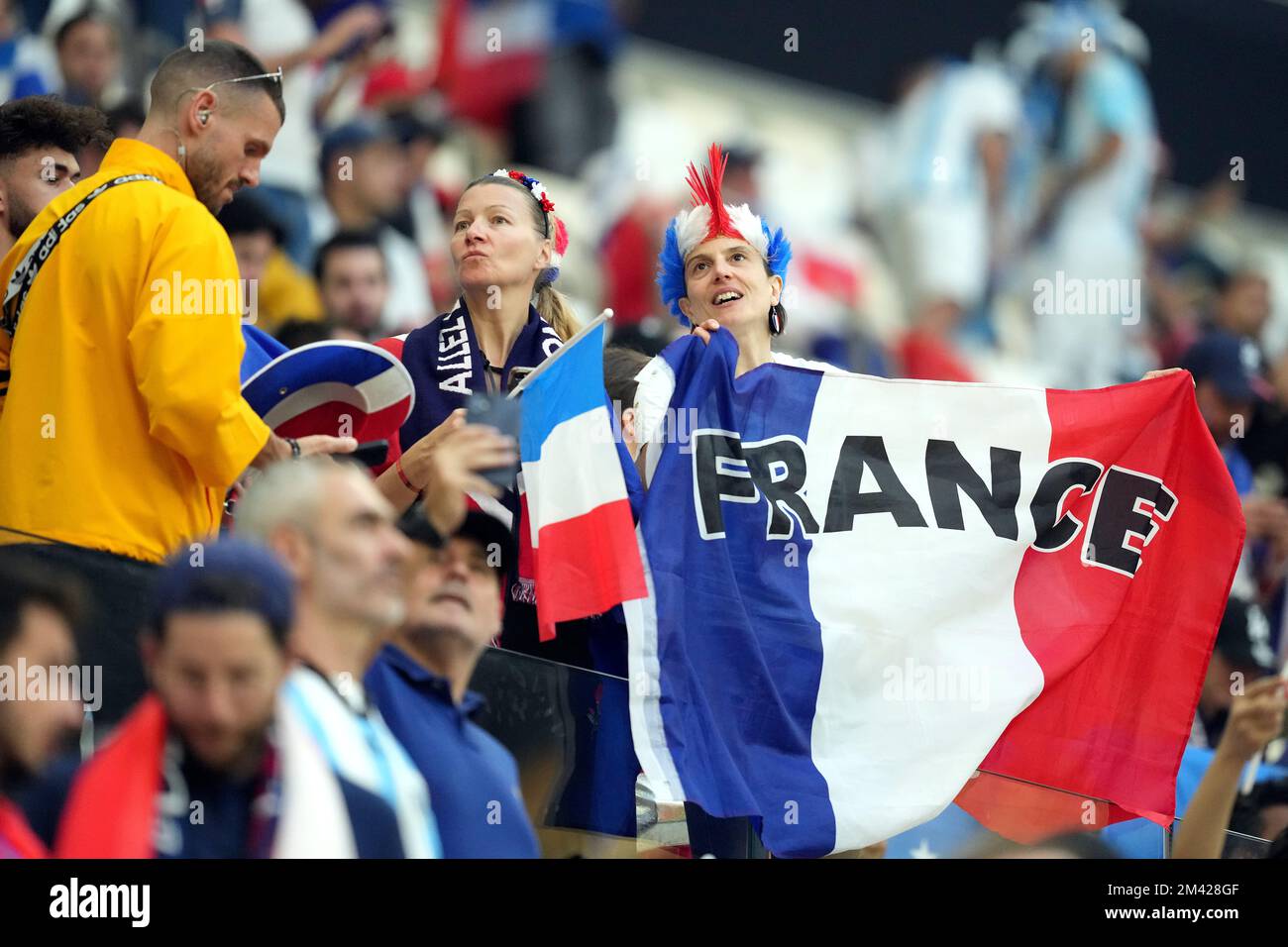 France fans before the FIFA World Cup final at Lusail Stadium, Qatar ...