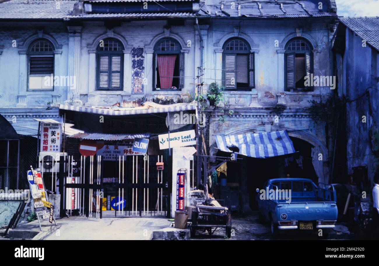 Historic Old, Ancient Two Storey Terraced Shophouses In Chinatown ...