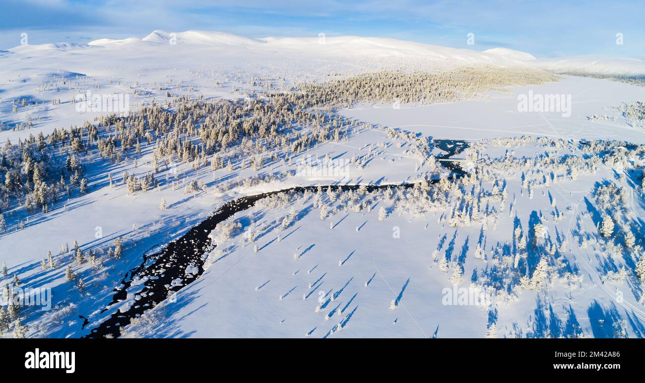 Aerial view of Swedish winter landscape Stock Photo - Alamy