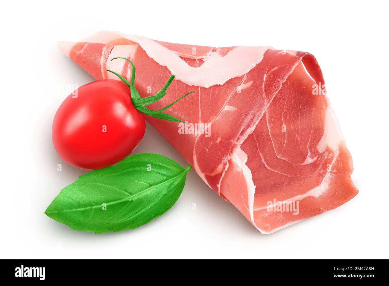 Italian prosciutto crudo or spanish jamon. Raw ham isolated on white ...