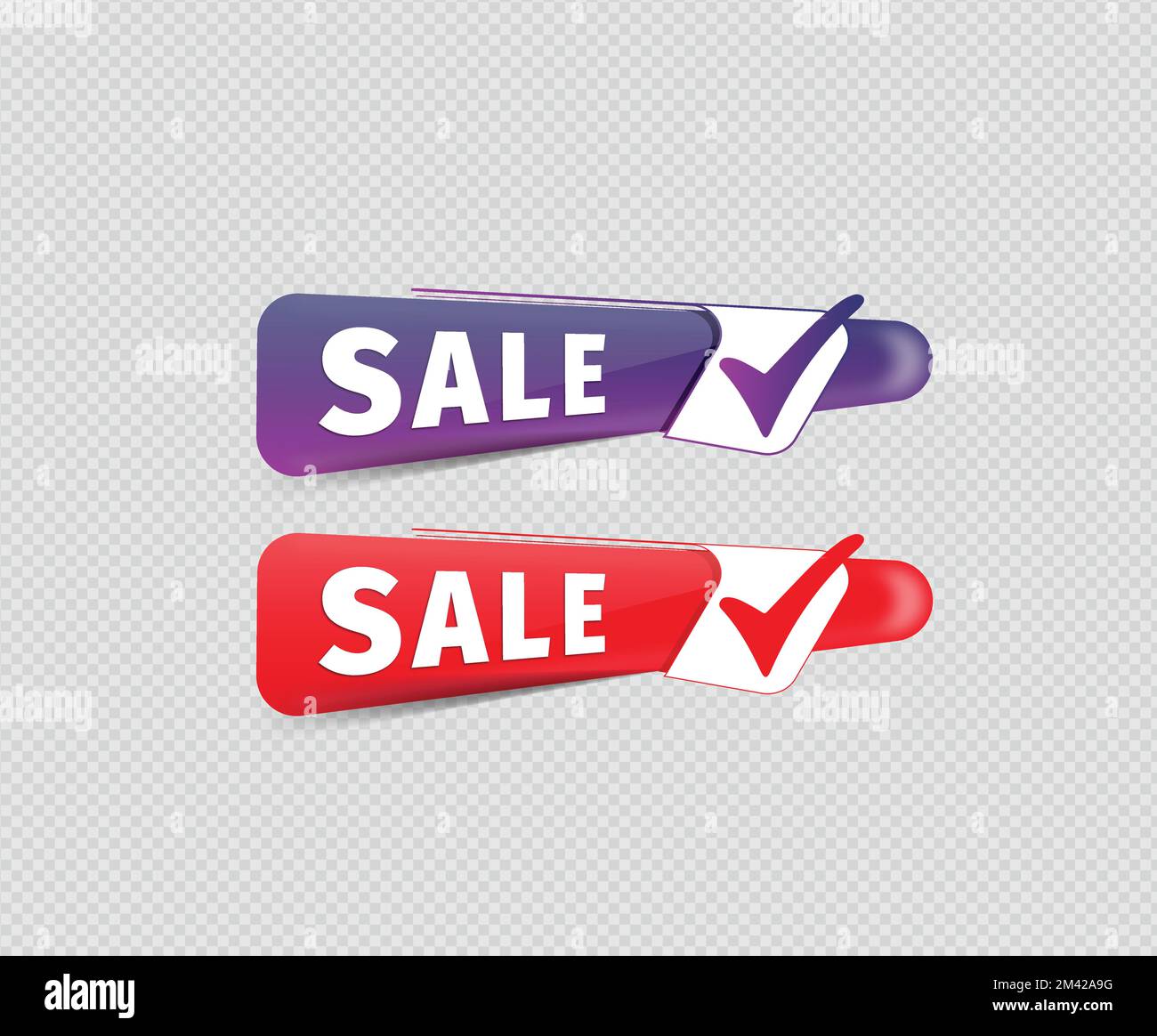 The red and violet sale labels with check marks Stock Vector Image ...