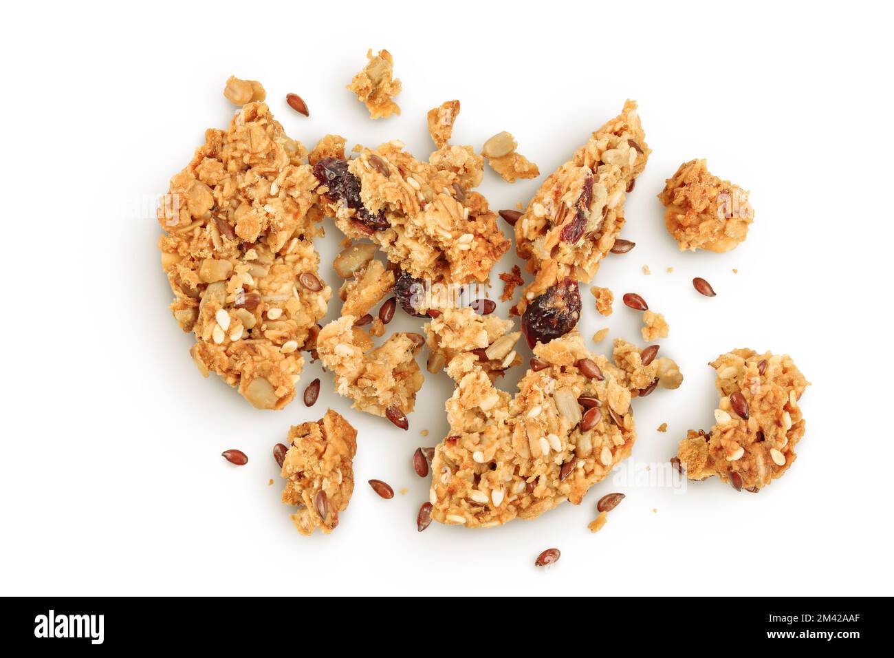 Granola cookie isolated on white background with full depth of field ...