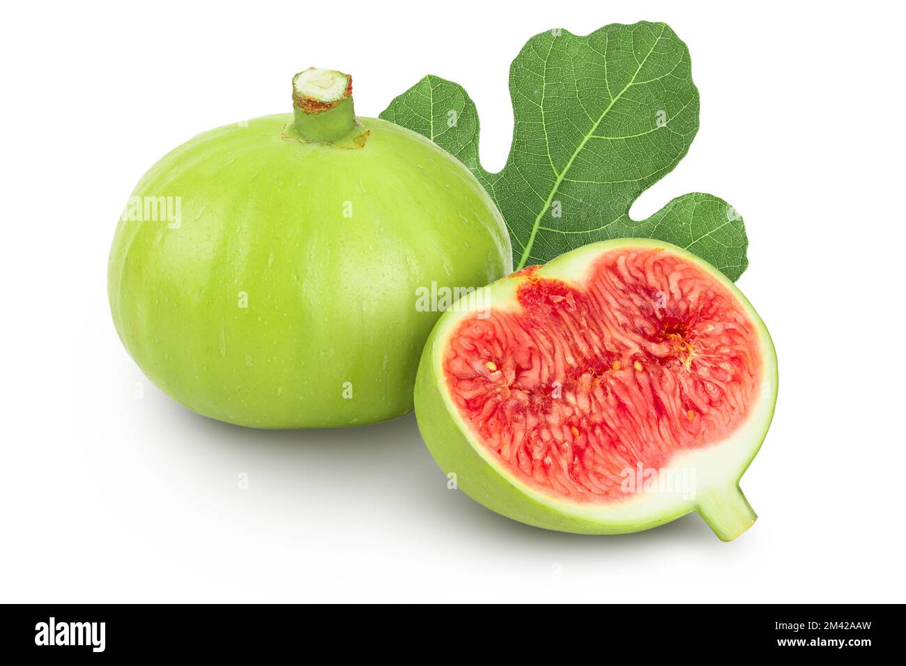 Ripe green fig fruit isolated on white background with full depth of ...