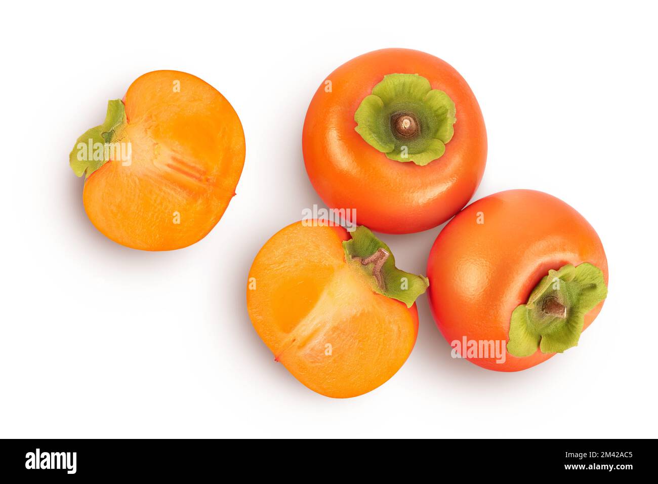 Persimmon fruit isolated on white background with full depth of field ...