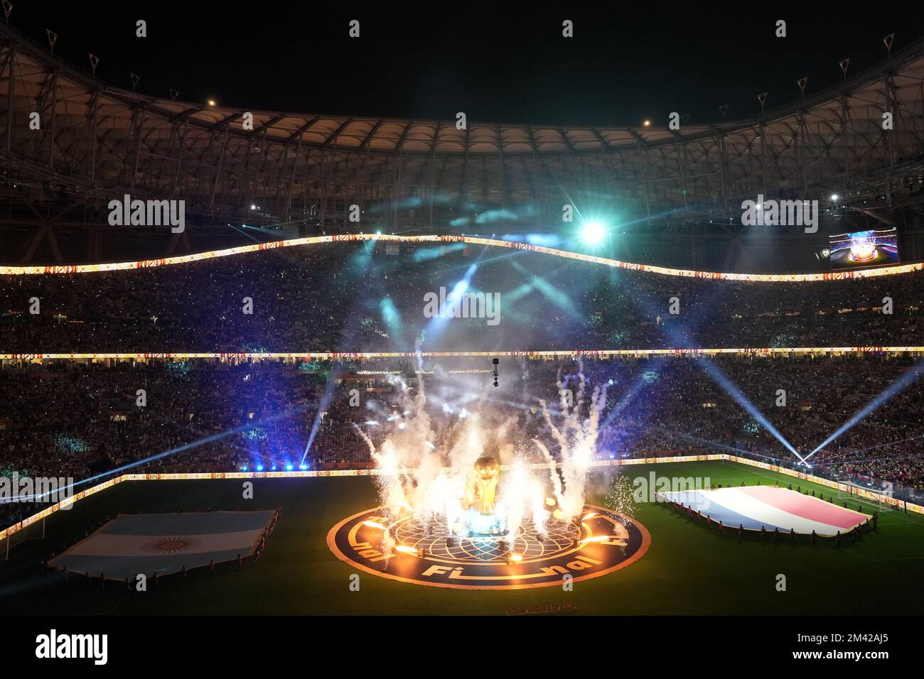 Pyrotechnics are set off prior to the FIFA World Cup final at Lusail ...