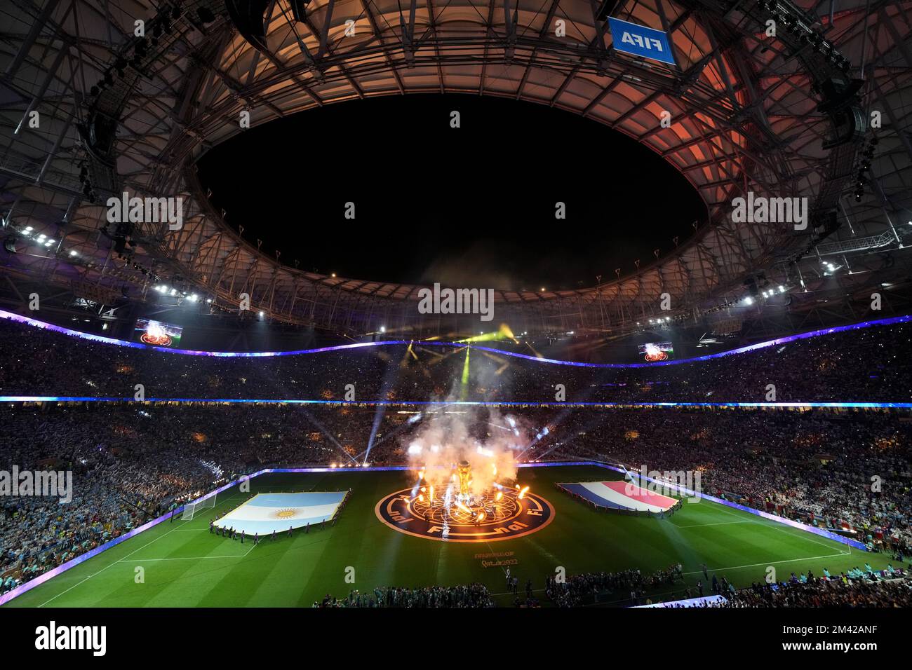 Pyrotechnics are set off prior to the FIFA World Cup final at Lusail ...