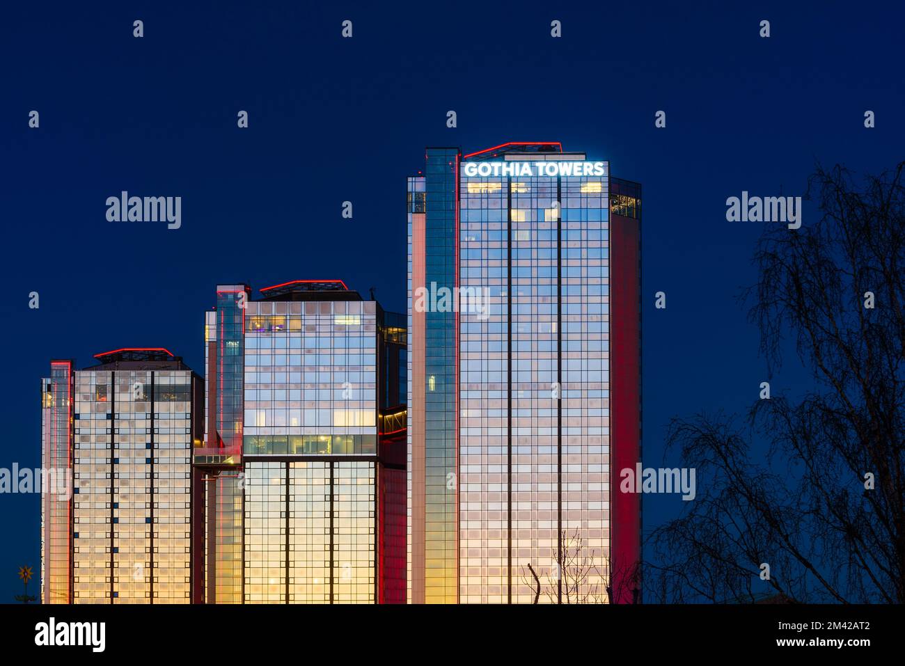 The Gothia Towers in evening light Stock Photo - Alamy
