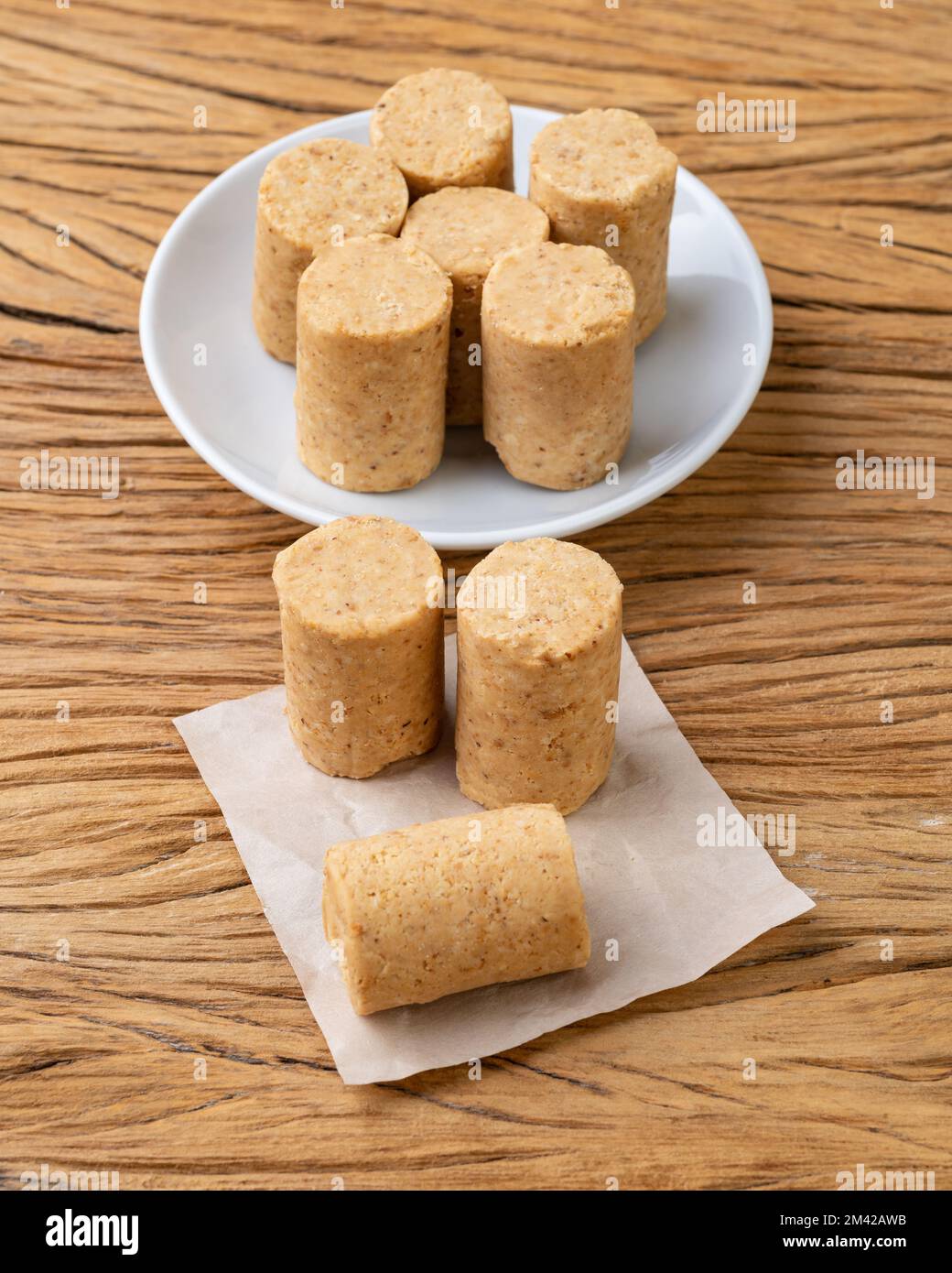 Pacoca, typical brazilian peanut candy and june festival food over ...