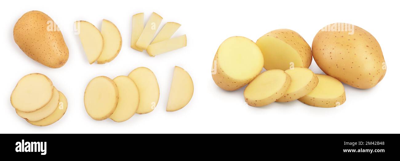 Young potato isolated on white background. Harvest new. Top view. Flat ...