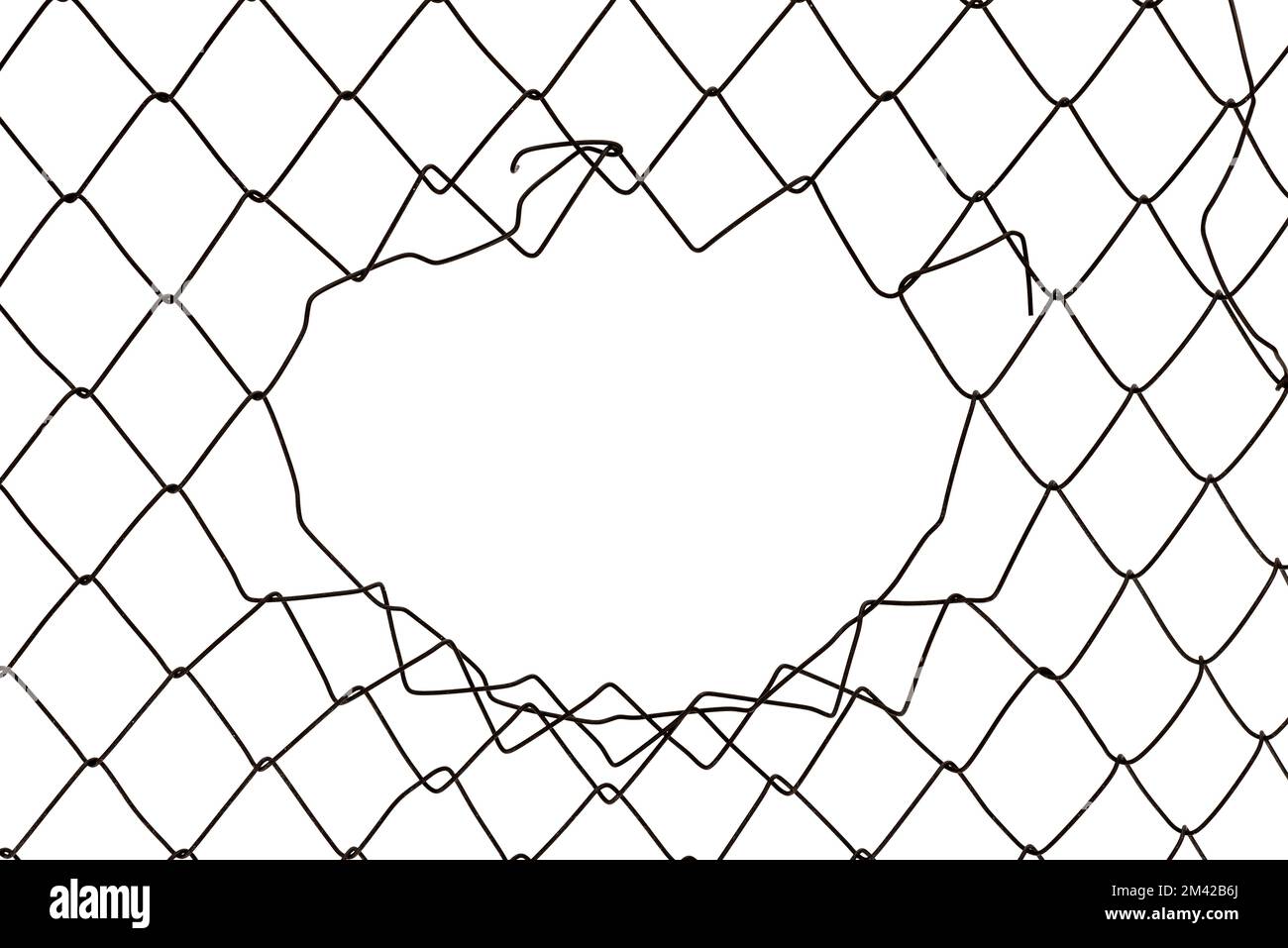 Hole in a metal grid on a white background. wire isolate Stock Photo ...