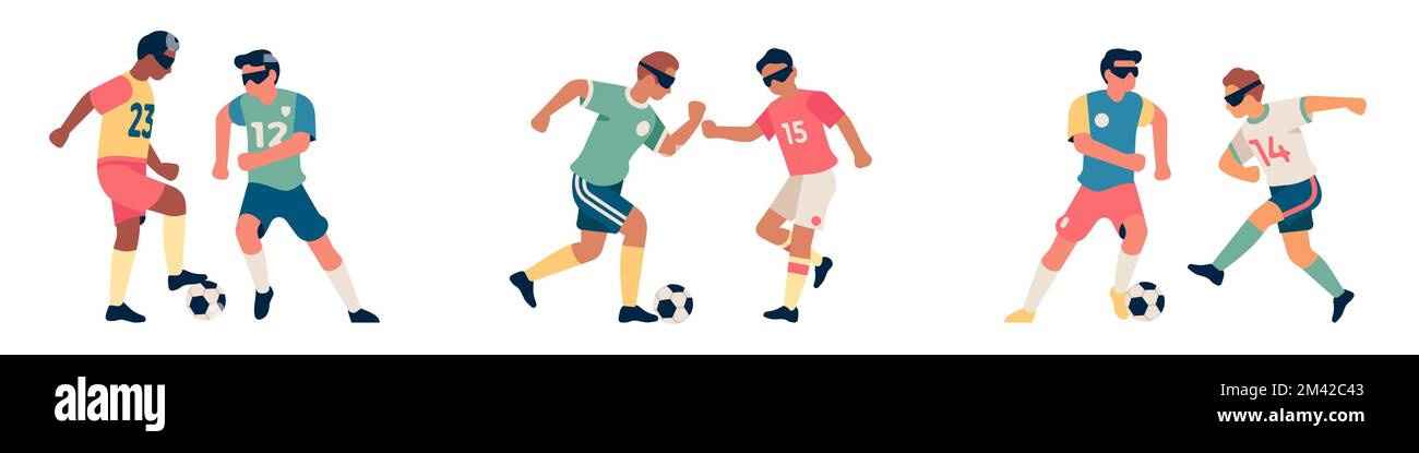 Blind people with disabilities play soccer. Disabled sportsmen ...