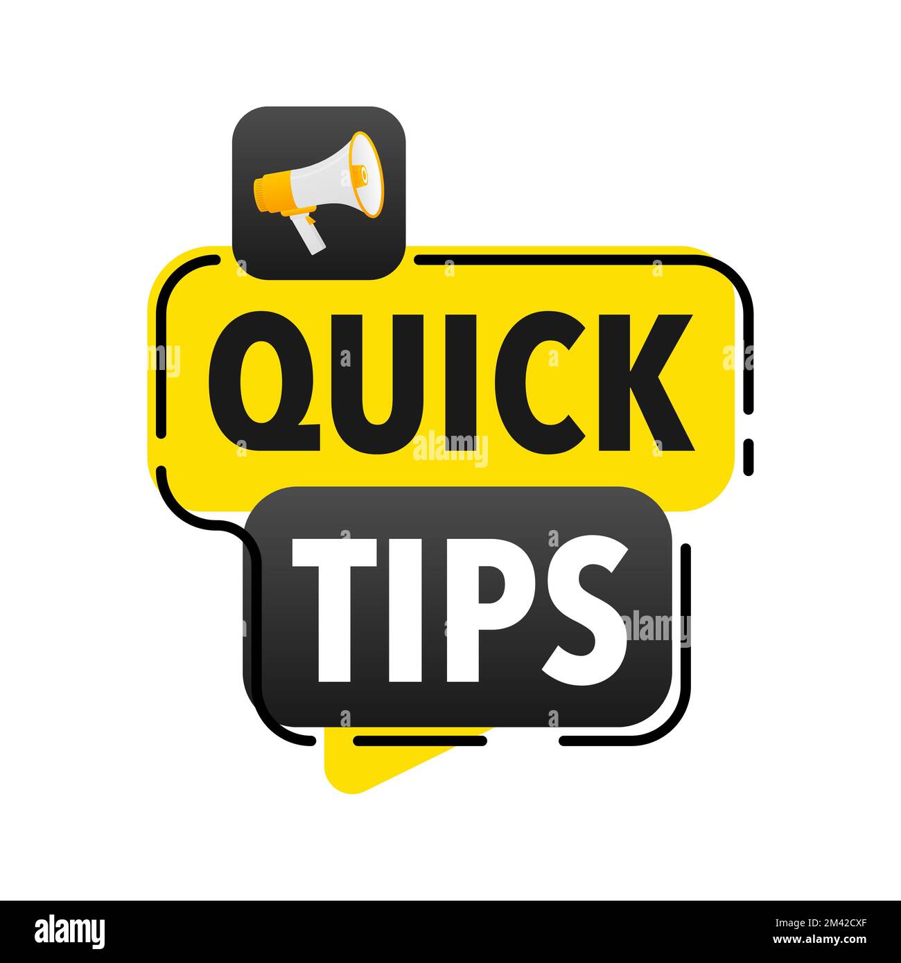 Quick Tips Announcement Megaphone Label Loudspeaker Speech Bubble