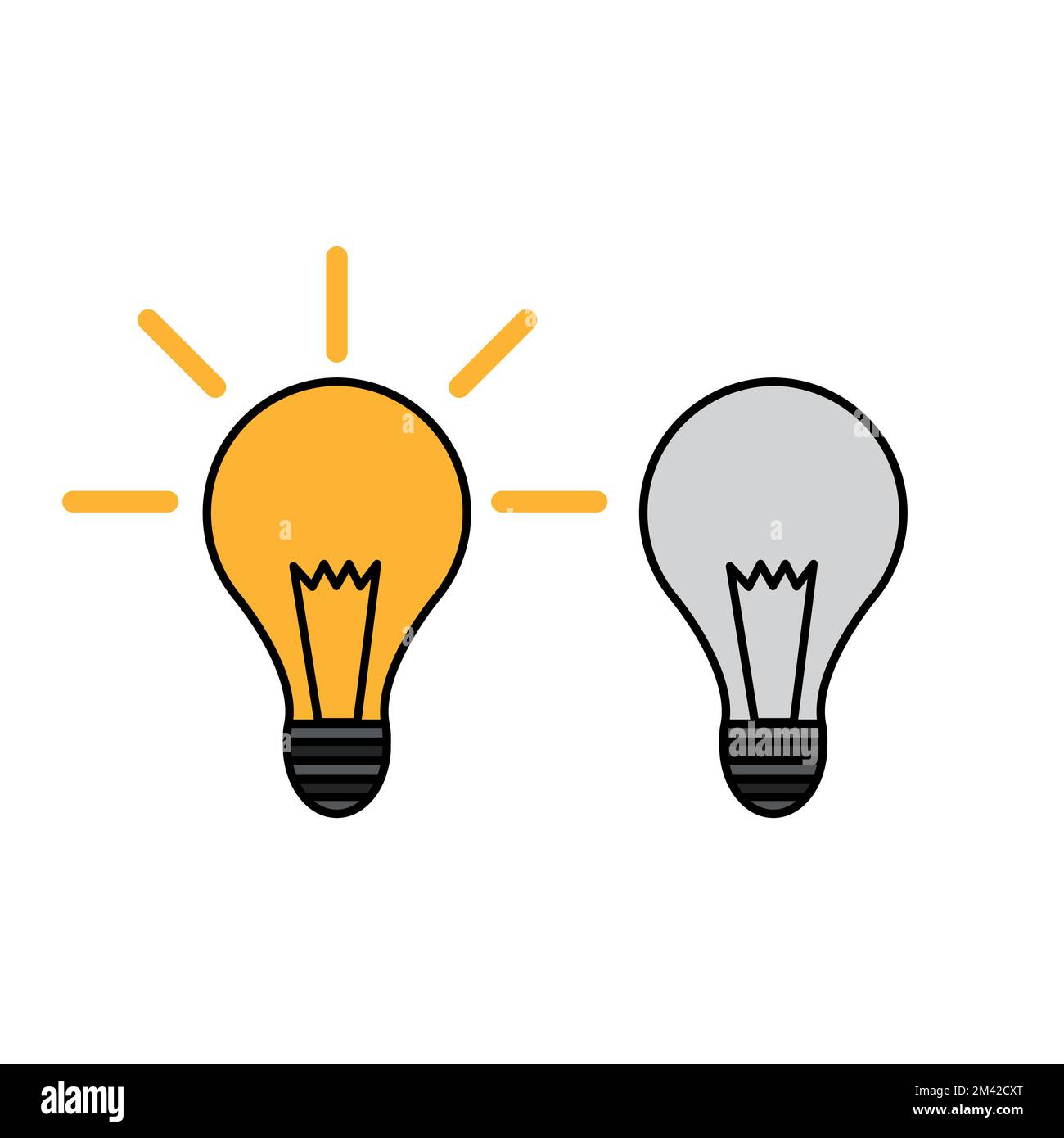 Yellow and gray light bulb on a white background. Vector illustration ...