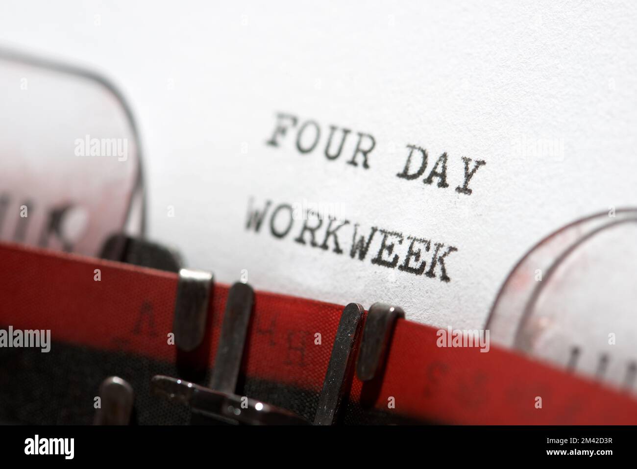 Four day workweek phrase written with a typewriter Stock Photo - Alamy