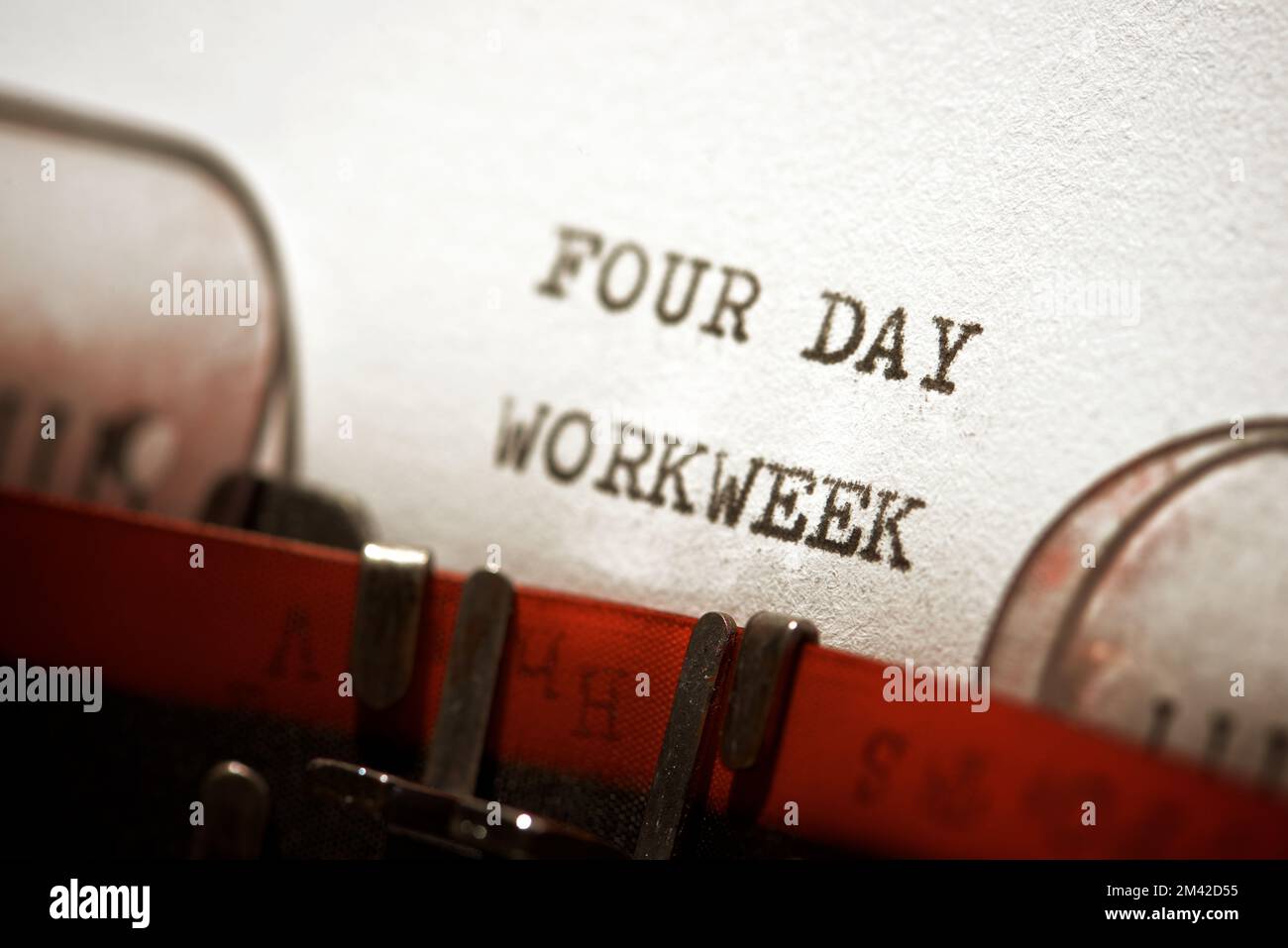 Four day workweek phrase written with a typewriter Stock Photo - Alamy