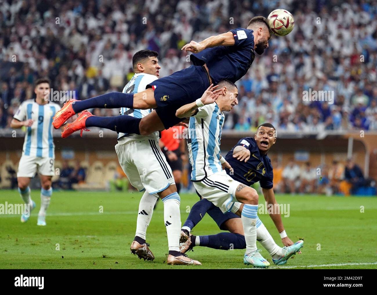 France's Olivier Giroud heads towards goal during the FIFA World Cup ...