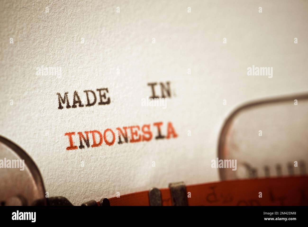 The sentence, made in Indonesia, written with a typewriter Stock Photo ...