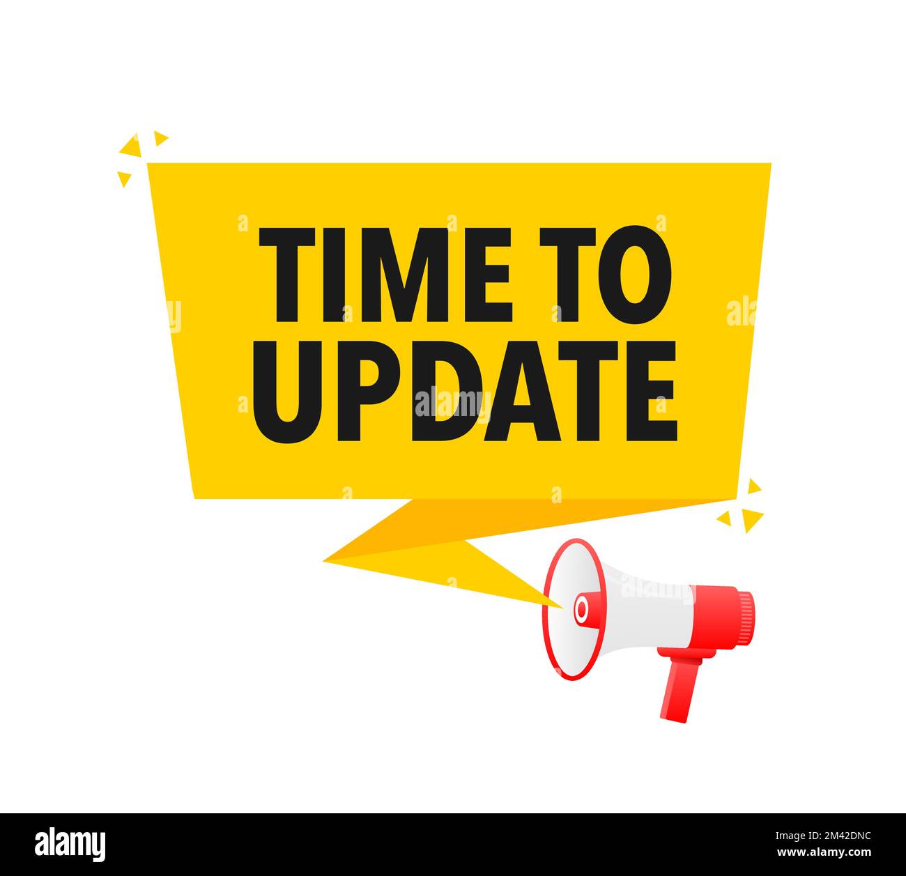 Time to update Announcement Megaphone Label. Loudspeaker speech bubble ...