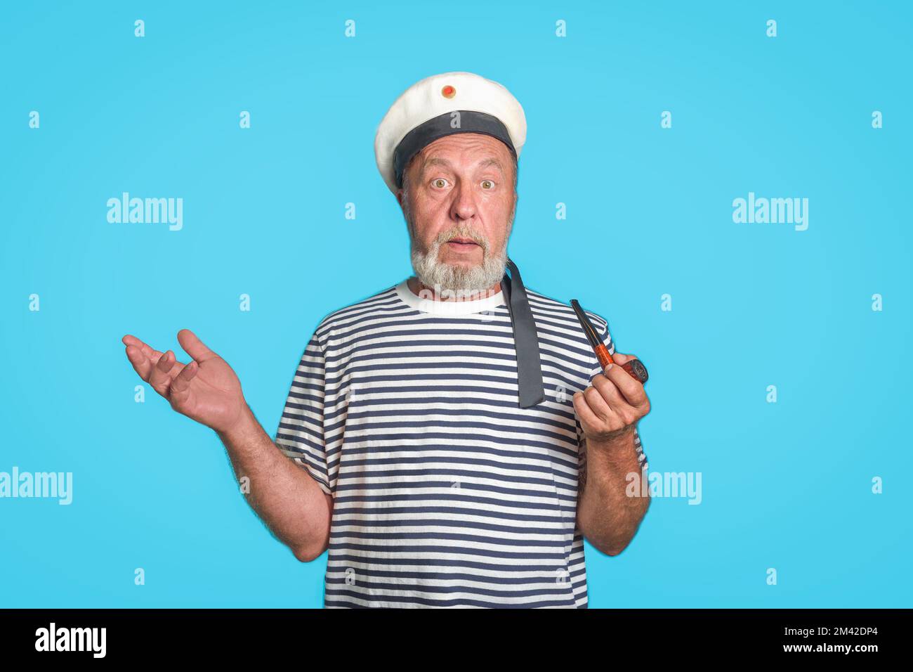 I dont know. An old sailor with a confused look. Smoking pipe, marine ...