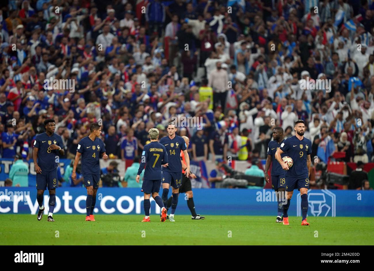 France players stand dejected after conceding the opening goal of the ...