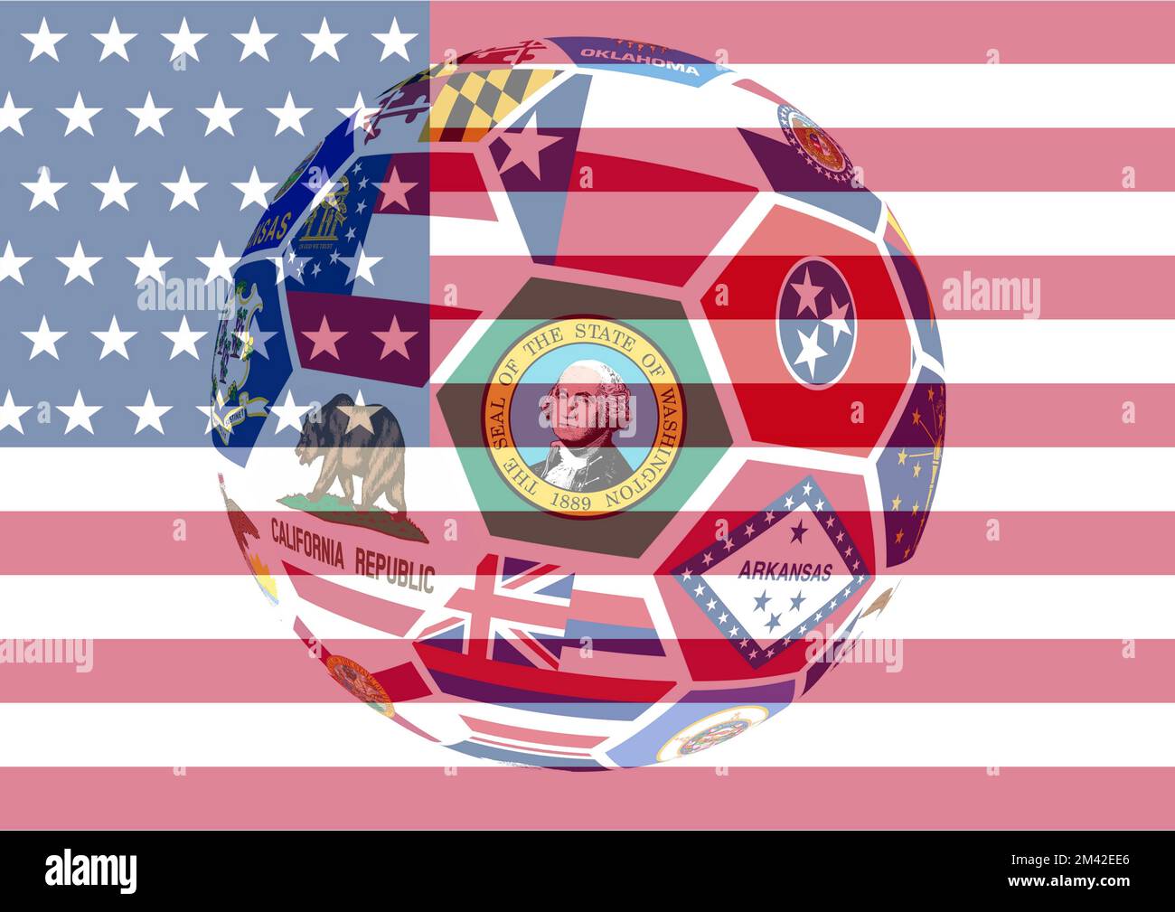 Soccer ball with the name of the United States of America and the ...