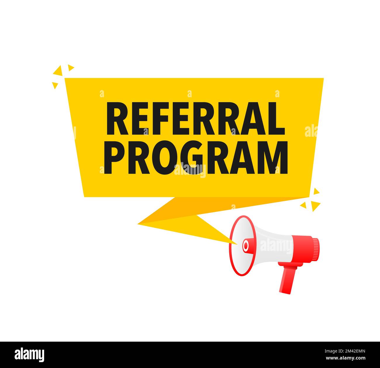 Referral Program Announcement Megaphone Label. Loudspeaker speech ...