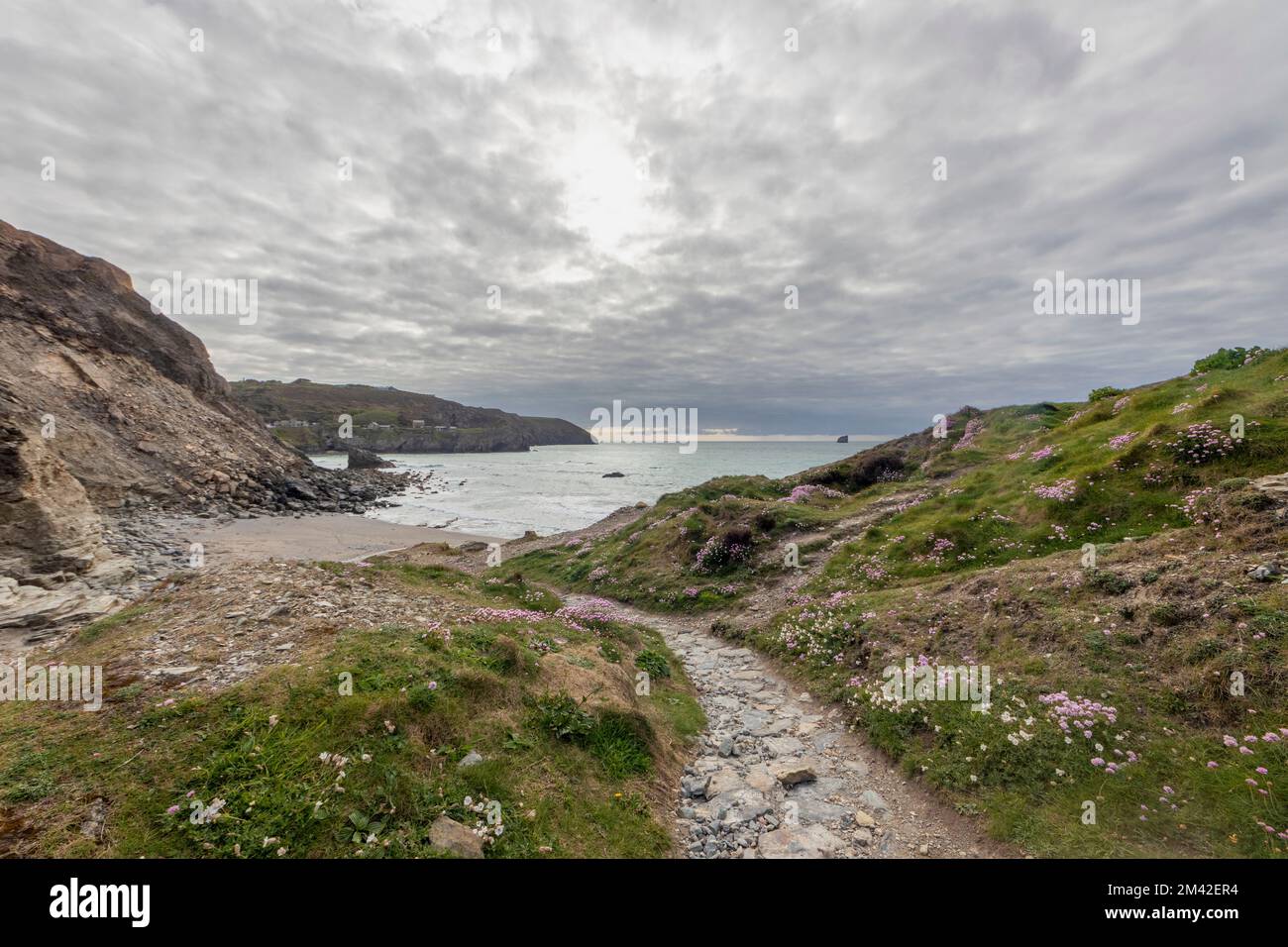 Dusk, on the coastal path at Trevellas Cove near St Agnes Head, North ...