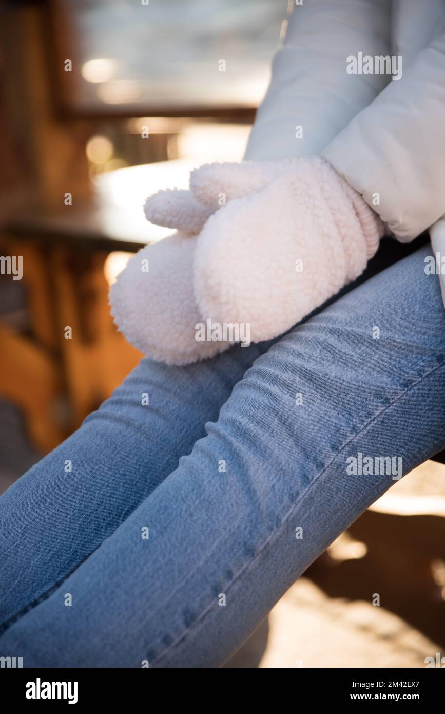 Human hands wear wool gloves hi-res stock photography and images - Alamy