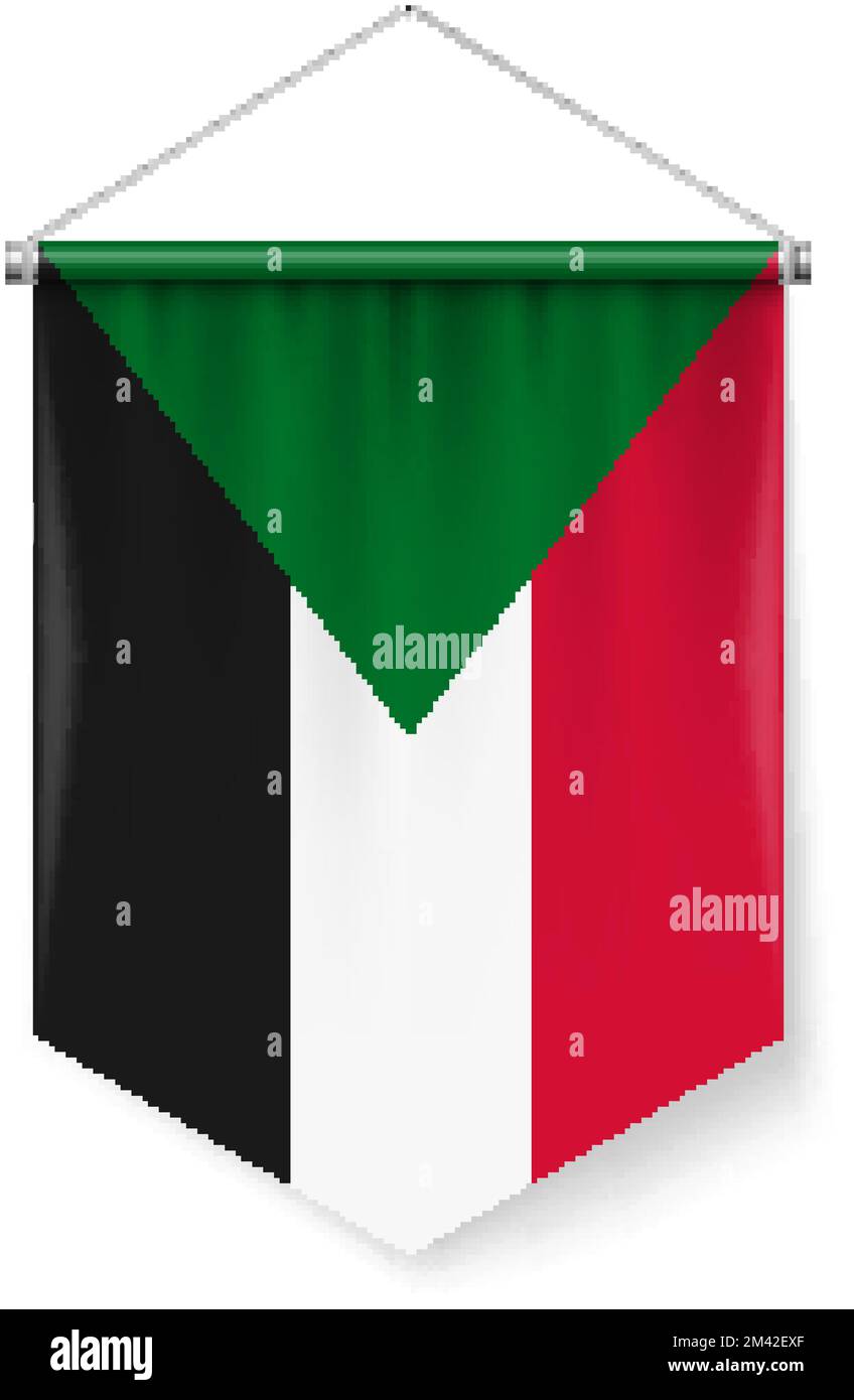 Vertical Pennant Flag Of Sudan As Icon On White With Shadow Effects