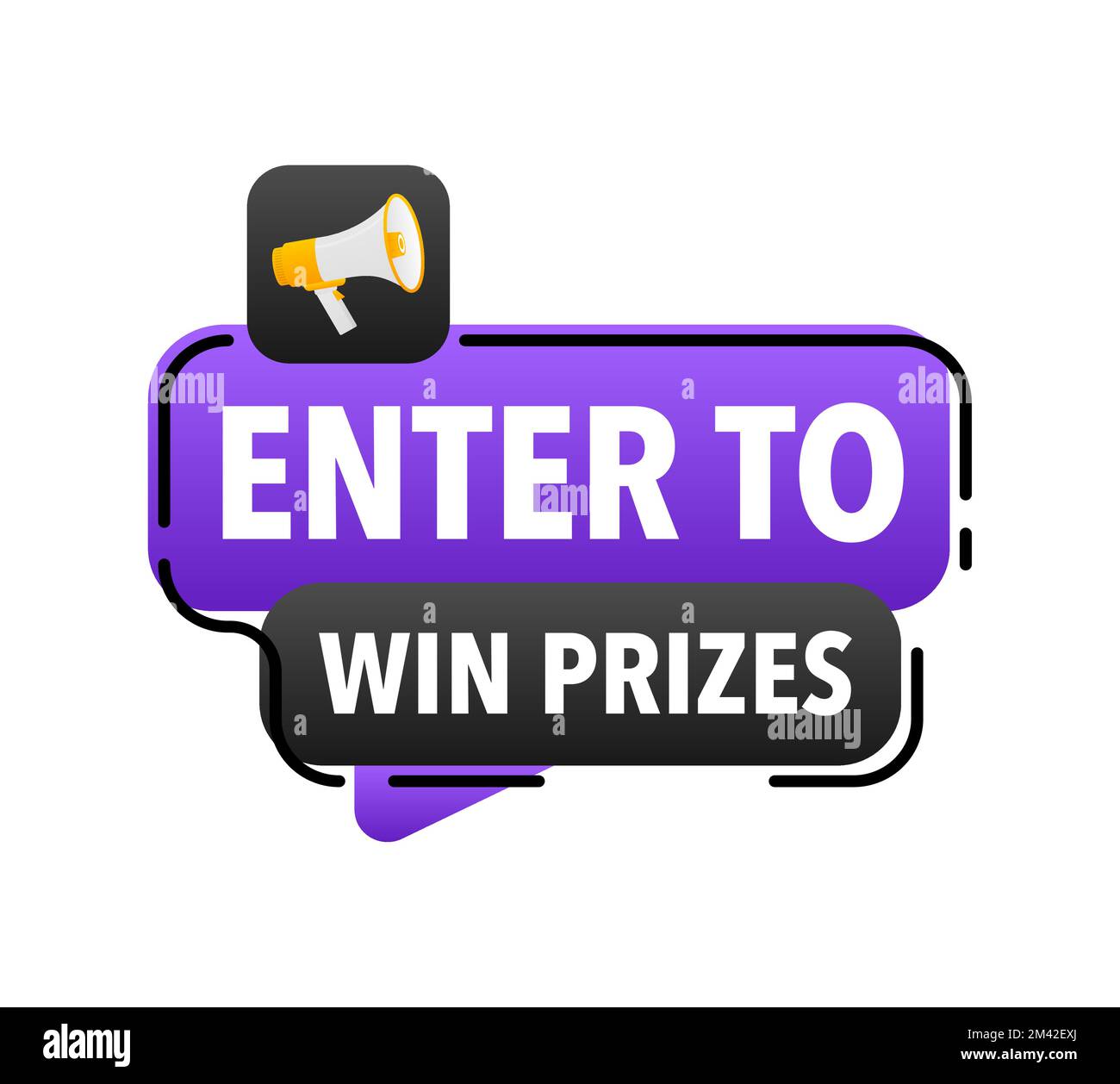 Enter to win prizes Announcement Megaphone Label. Loudspeaker speech ...