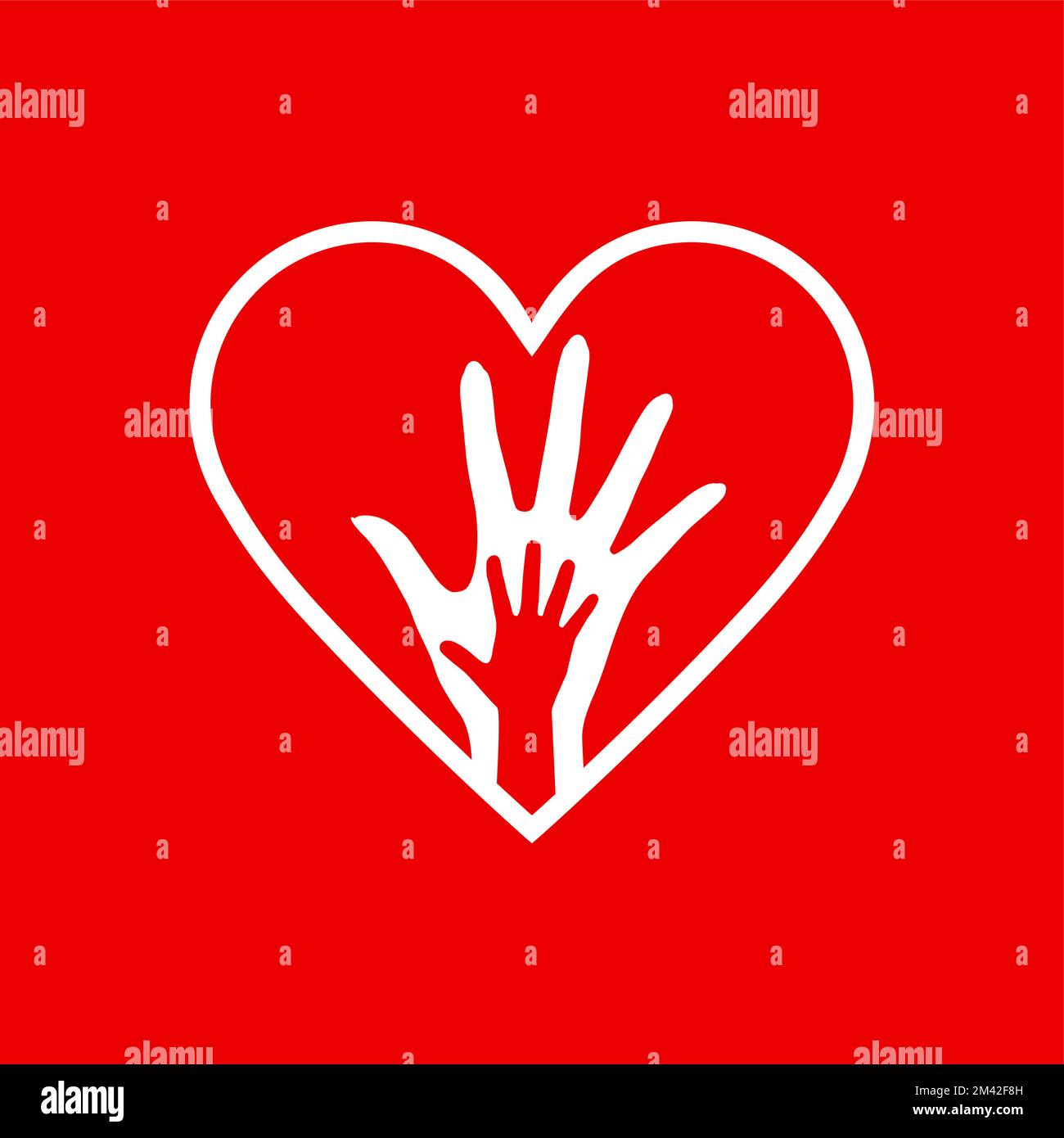 Two Hands in the Red Heart Icon as Orphan Children Adoption Metaphor ...