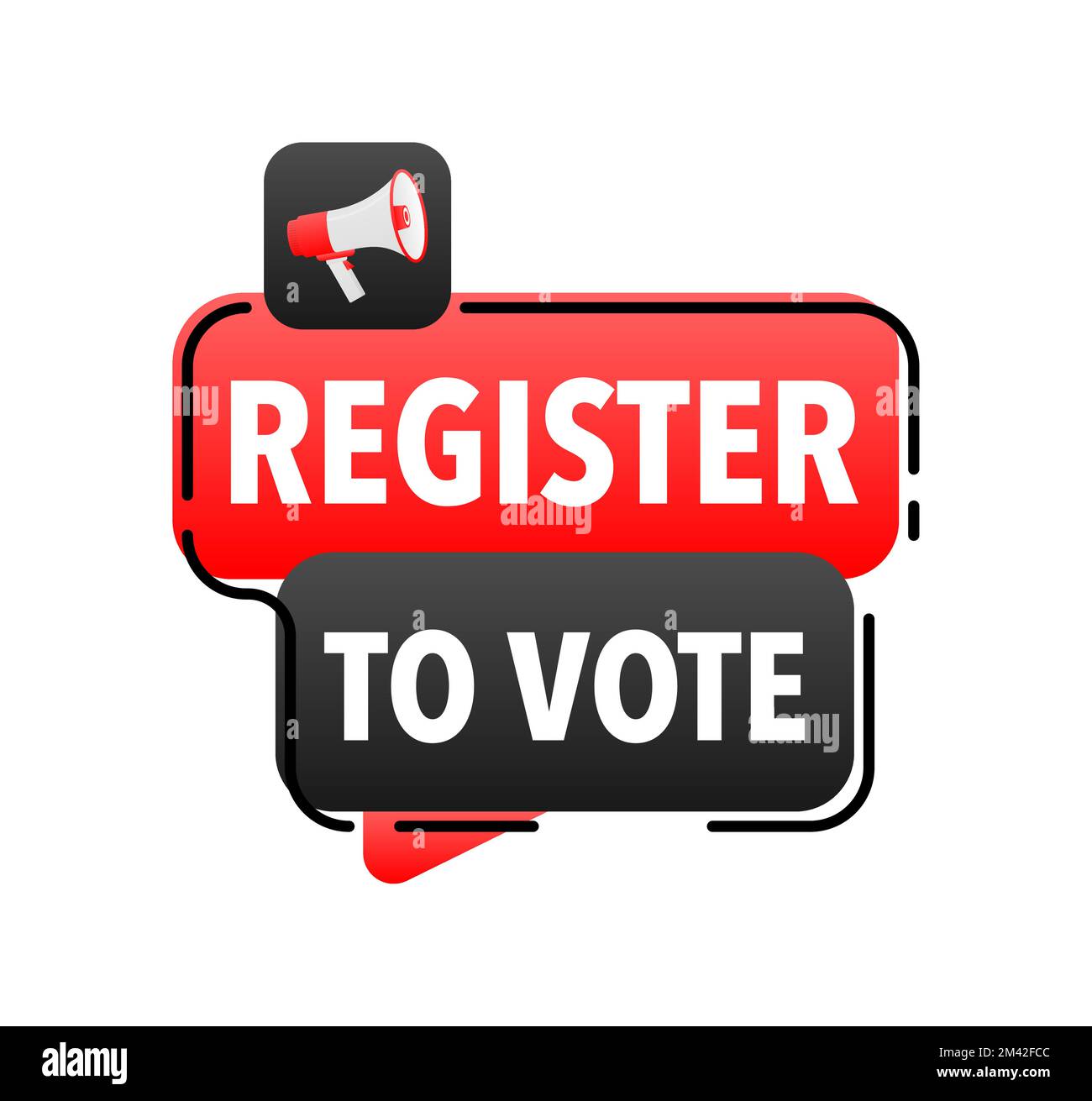 Register to vote Announcement Megaphone Label. Loudspeaker speech ...