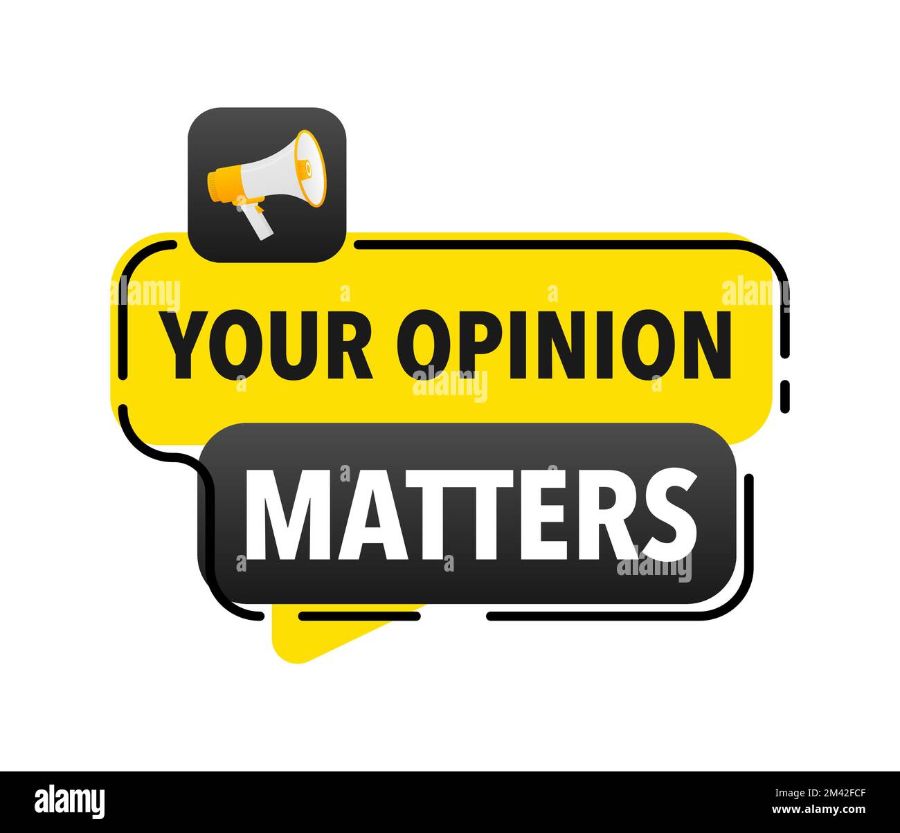 Your opinion matters Announcement Megaphone Label. Loudspeaker speech ...