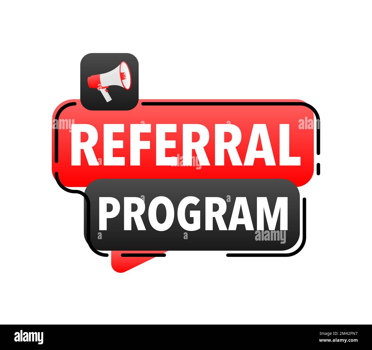 Referral Program Announcement Megaphone Label. Loudspeaker speech ...