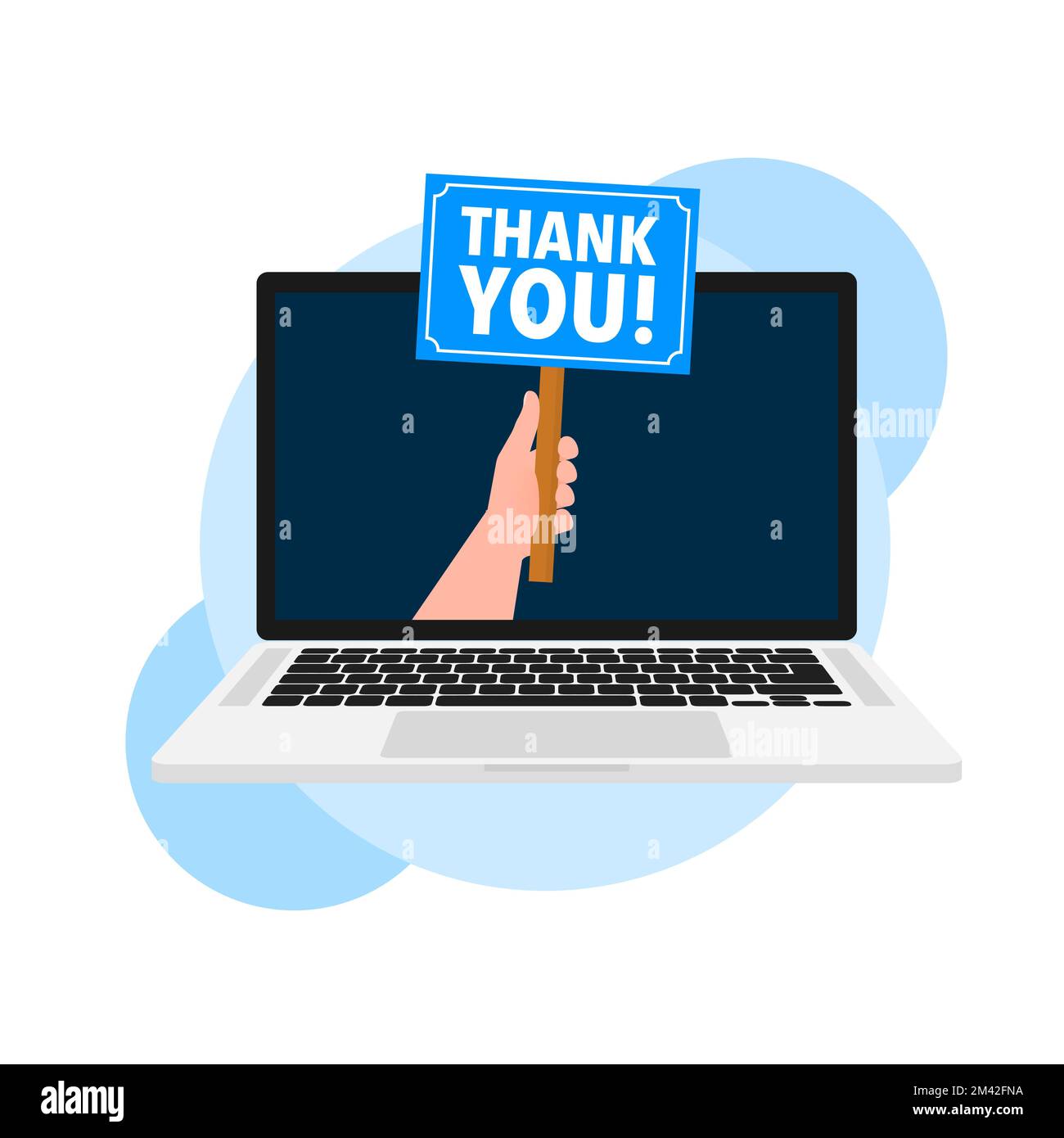 Thank you banner on laptop screen, Label, Template. Vector Illustration ...