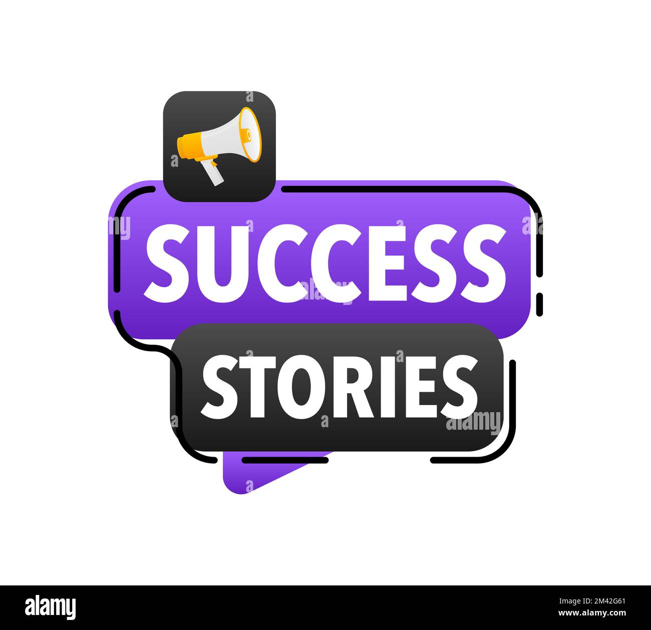 Success stories Announcement Megaphone Label. Loudspeaker speech bubble Stock Vector Image & Art ...