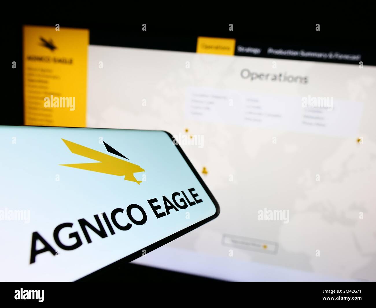 Smartphone with logo of Canadian company Agnico Eagle Mines Limited on ...